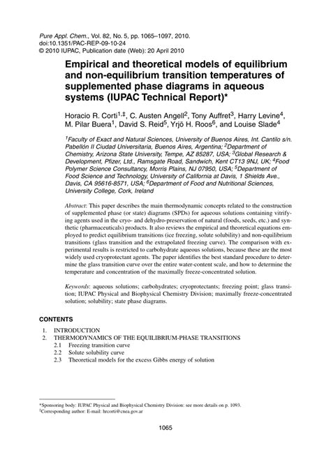 Pdf Empirical And Theoretical Models Of Equilibrium And Non Equilibrium Transition