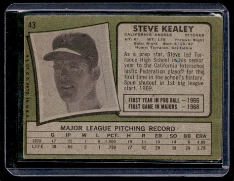 1971 Topps 43 Steve Kealey California Angels Vg Ex Baseball Card B117