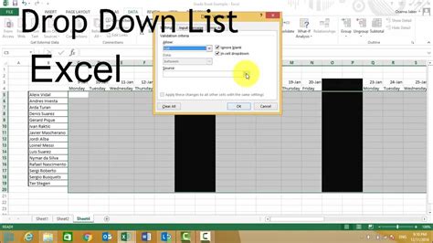 Excel Functions Inserting Drop Down List Youtube