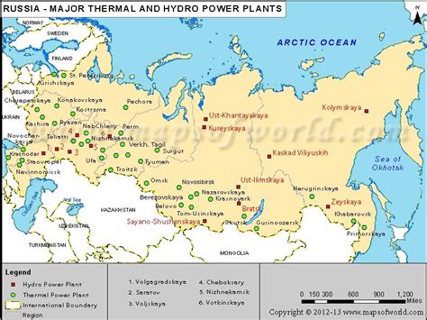 Russia Major Thermal And Hydro Power Plants Map Hydro Power Plant Power Plant Plants Map