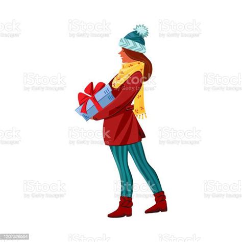 빨간 리본 벡터 일러스트와 함께 휴일 선물 상자를 들고 있는 여자 12월에 대한 스톡 벡터 아트 및 기타 이미지 12월 개념 겨울 Istock