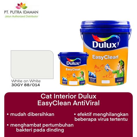 Cat Tembok Interior Dulux Easy Clean Anti Viral White On White 30gy