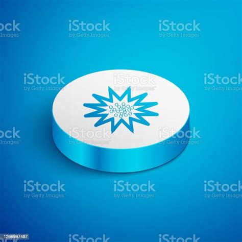 파란색 배경에 격리 된 등도 선 성게 아이콘 흰색 원 버튼 벡터 3차원 형태에 대한 스톡 벡터 아트 및 기타 이미지 3차원 형태 날카로운 누름 버튼 Istock