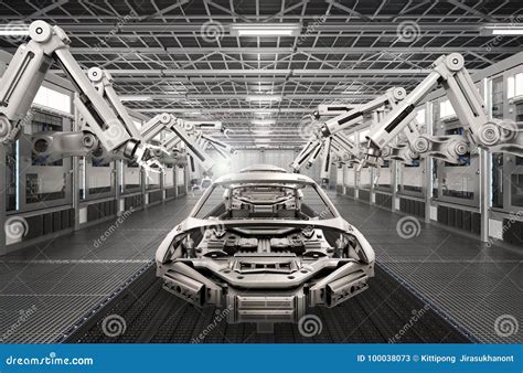Robot Assembly Line Cartoon Vector 213934503