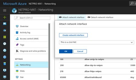azure portal create a virtual machine with multiple network adapters