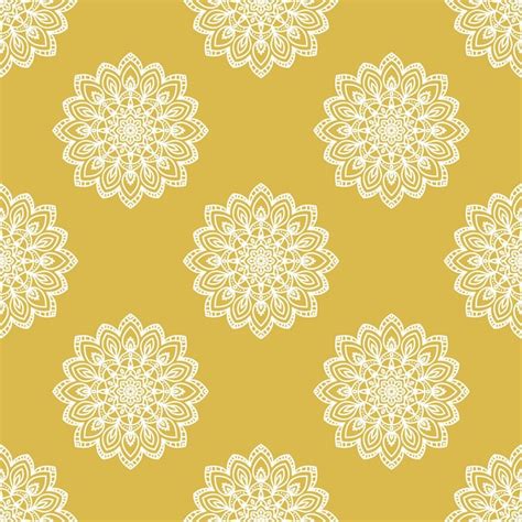 Premium Vector Fantasy Seamless Pattern With Ornamental Mandala Abstract Round Doodle Flower
