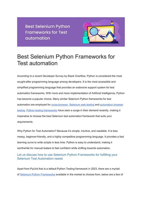 best selenium python frameworks for test automation pdf