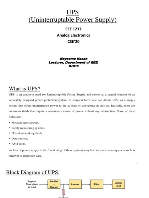 Ups Uninterruptable Power Supply Eee 1217 Analog Electronics Cse20