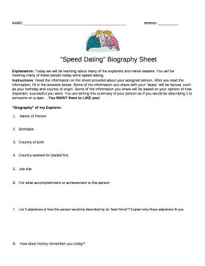 Speed Dating Form Template Fill And Sign Printable Template Online