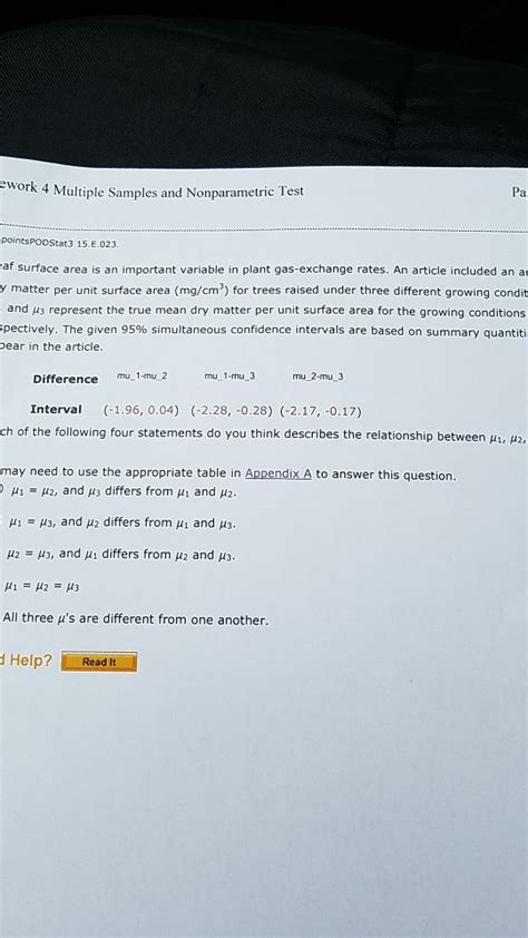 Multiple Samples And Nonparametric Test Page Of Chegg