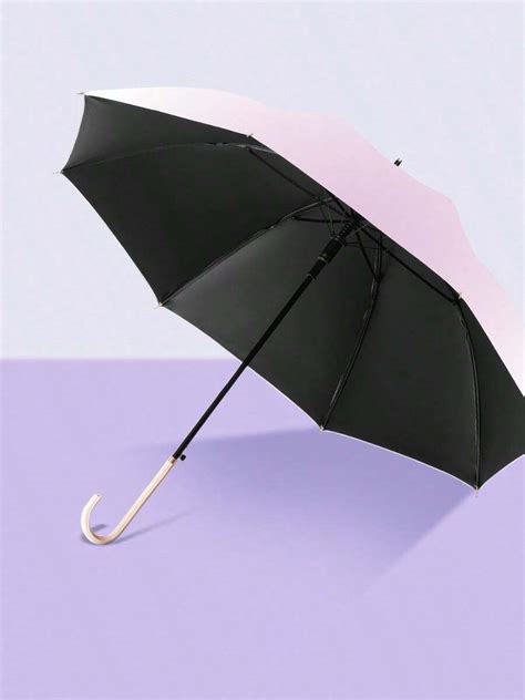 8 Rib Semi Automatic Straight Handle Umbrella Sun And Rain Umbrella Lady Uv Protection