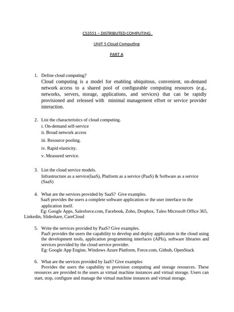 Cs3551 Unit 5 Qb Pdf Cloud Computing Virtualization