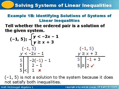 Solving Systems Of Linear Inequalities Warm Up Lesson