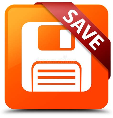 Save Floppy Disk Icon Orange Square Button Red Ribbon In Corner Stock