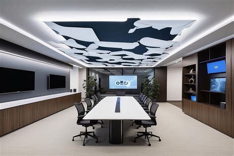 Hightech Office Ambiance Responsive Oled Ceiling Premium Ai Generated