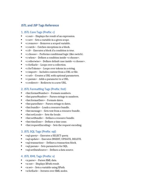 Jstl And Jsp Tags Reference Pdf Xml Xslt
