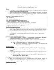 Chapter Implementing Nursing Care Docx Chapter Implementing Nursing Care Intro A