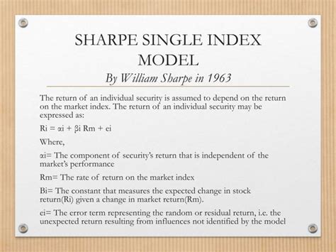 Sharpe Single Index Model Pptx