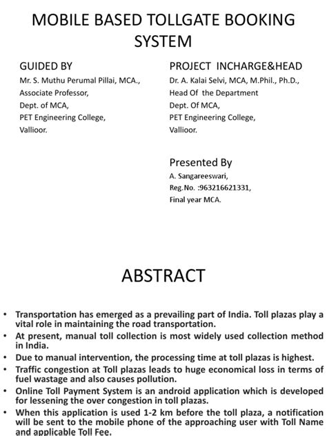 Mobile Based Tollgate Booking System Pdf Toll Road Fee