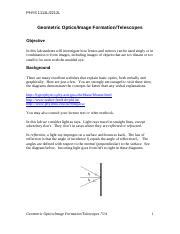 Exploring Geometric Optics And Image Formation In Physic Labs Course Hero