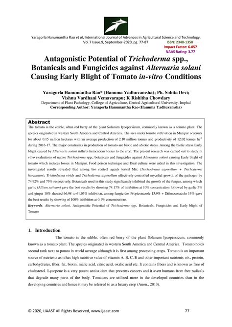 Pdf Antagonistic Potential Of Trichoderma Spp Botanicals And