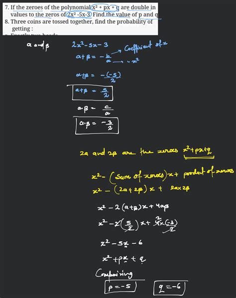 If The Zeroes Of The Polynomial X {2} P X Q Are Double In Values To The Z