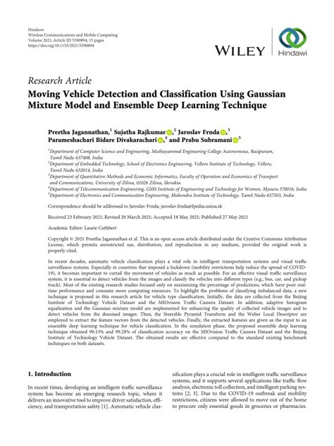 Pdf Moving Vehicle Detection And Classification Using Gaussian