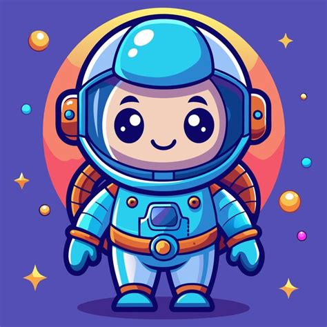 우주복을 입은 귀여운 만화 우주인 프리미엄 Ai 생성 벡터