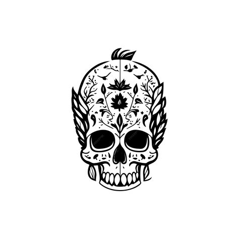 Premium Vector Skull Icon Hand Draw Black Colour Day Of The Dead Logo