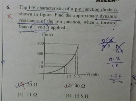 6 The I V Characteristic Of A P N Junction Diode Is Shown In Figure Fin