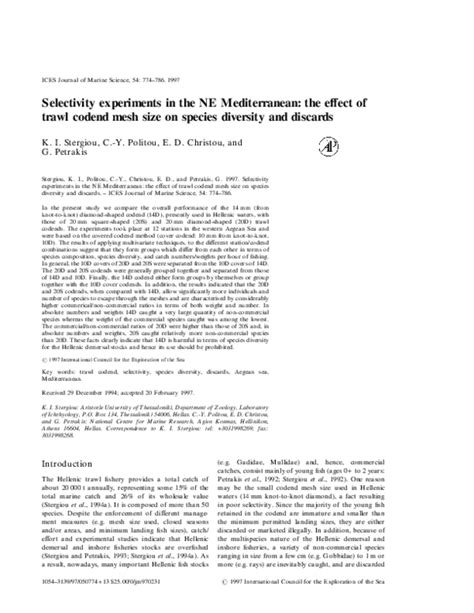 pdf selectivity experiments in the ne mediterranean the effect of