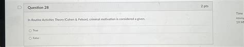Solved Question 282 PtsIn Routine Activities Theory Cohen Chegg Com