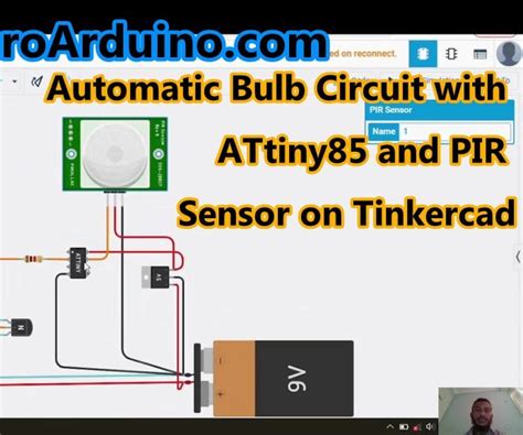 arduino automatic motion detection activated lamp with pir sensor on