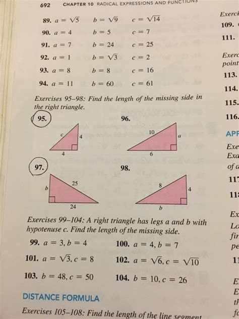 solved find the length of the missing side in the right