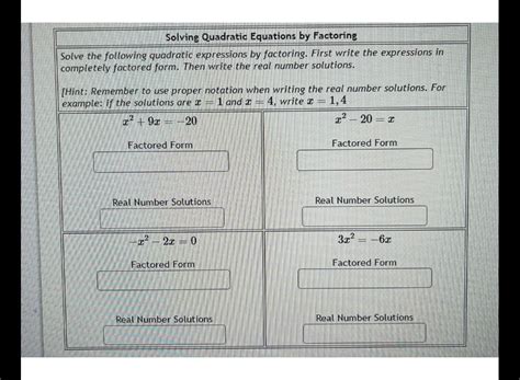 Solved Solving Quadratic Equations By Factoring Solve The Chegg