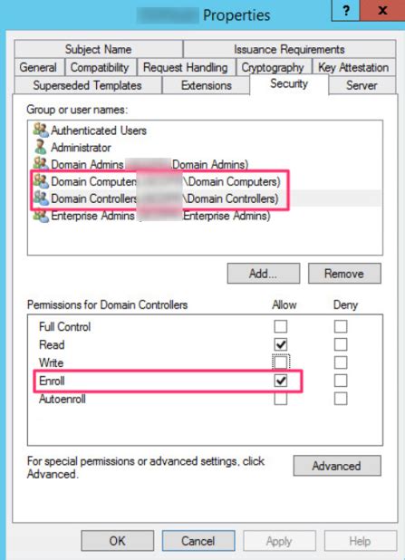 Domain Controller Certificate Template