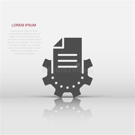 Document With Gear Icon In Flat Style Big Data Processing Vector Illustration On White Isolated