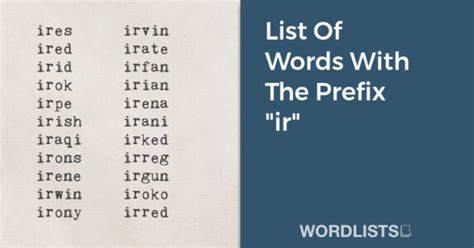 List Of Words With The Prefix Ir