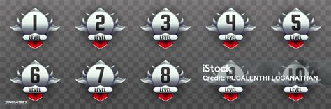 실버 게임 Gui 판타지 게임 Ui 디자인 및 개발을 위한 레벨 업 배지 3차원 형태에 대한 스톡 벡터 아트 및 기타 이미지 3차원 형태 Brand Name Video