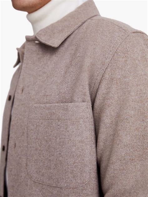 Moss Tailored Fit Wool Blend Overshirt, Oatmeal at John Lewis & Partners
