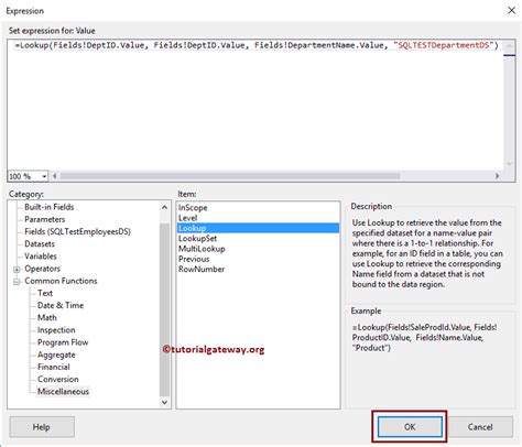 Ssrs Lookup Function