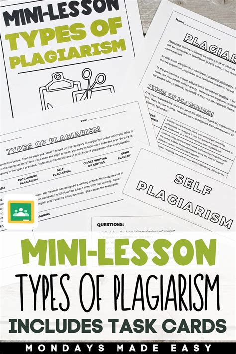 Types Of Plagiarism Lesson Plagiarism Worksheets Task Cards Information Handouts Plagiarism