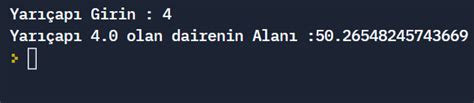 Python Daire Alanını Hesaplama Web Tasarım Programlama