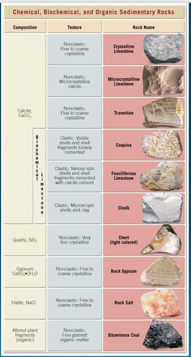 Sedimentary Rock Classification Chart