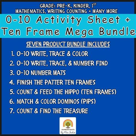 0 10 Mega Number Math Bundle Count Trace Subitize Patterns Center Ten