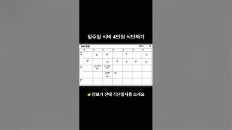 신혼부부 일주일 식비 4만원 식단짜기 식단일지 공개 Youtube