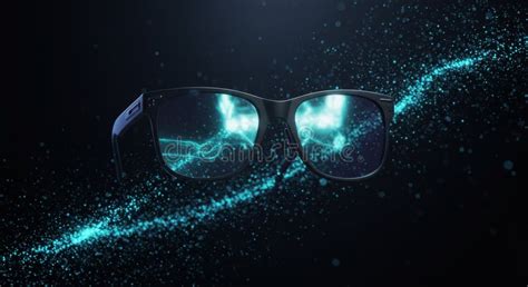 Futuristic Glasses With Glowing Blue Particles Stock Illustration