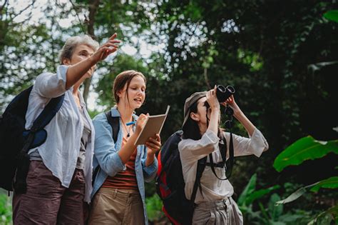 여자 가족 또는 친구 그룹 트레킹 여행 모험 라이프 스타일 자연 산악 하이킹 휴가 휴가 여행과 함께 휴가 메이커의 여행 행복한 여가 여름 14 15 살에 대한 스톡 사진 및