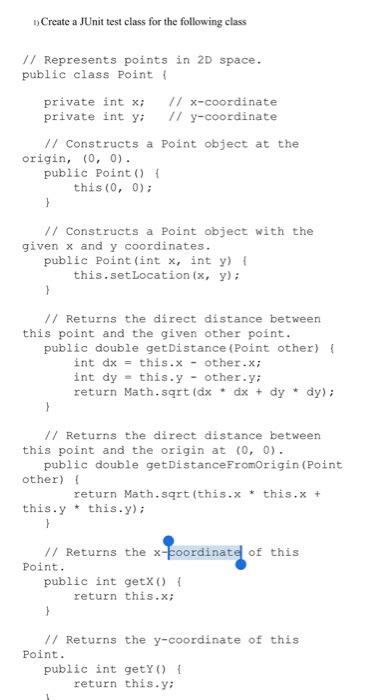 Solved Create A Junit Test Class For The Following Class