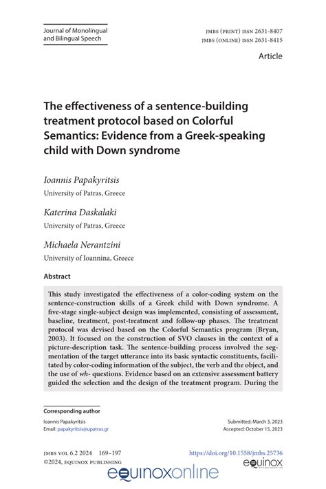Pdf The Effectiveness Of A Sentence Building Treatment Protocol Based